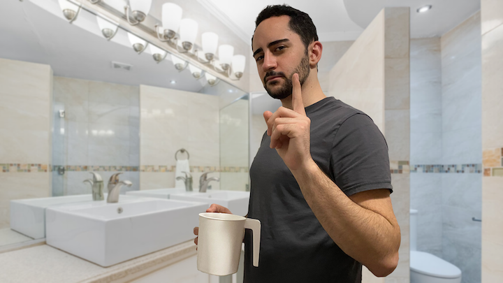 Man Pretends He Just Washed To Avoid Awkward Conversation